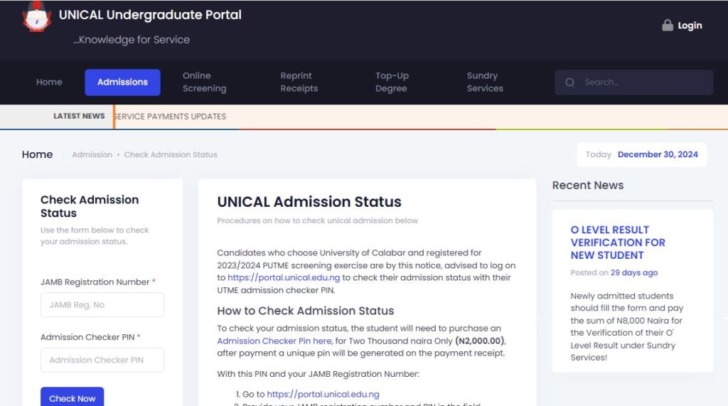 UNICAL Admission List for 2024/2025 is Out | How to Check - SchoolPursuit