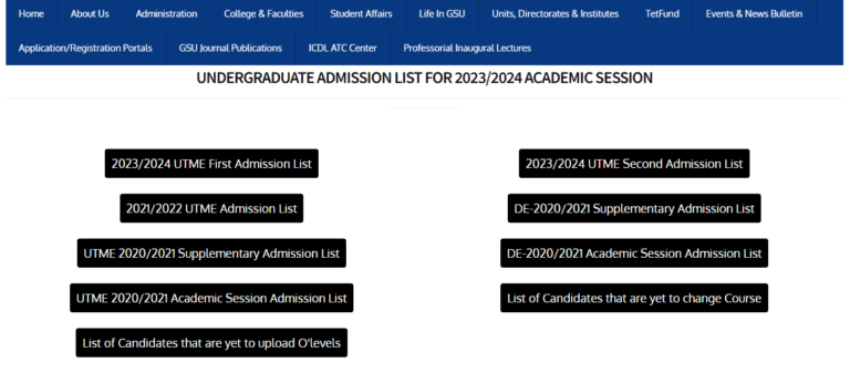 GSU Admission List for 2024/2025 is Out | How to Check - SchoolPursuit